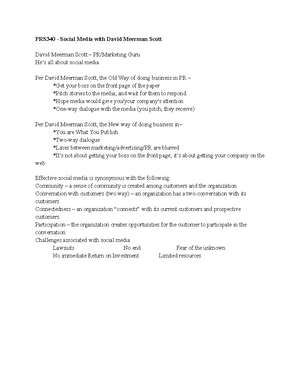 PRS340 Overview of PR Notes - Topics I: Overview of Public Relations ...