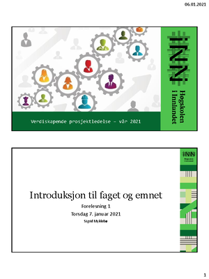 Oppsummering Verdiskapende Prosjektledelse - OPPSUMMERINGSFORELESNING ...