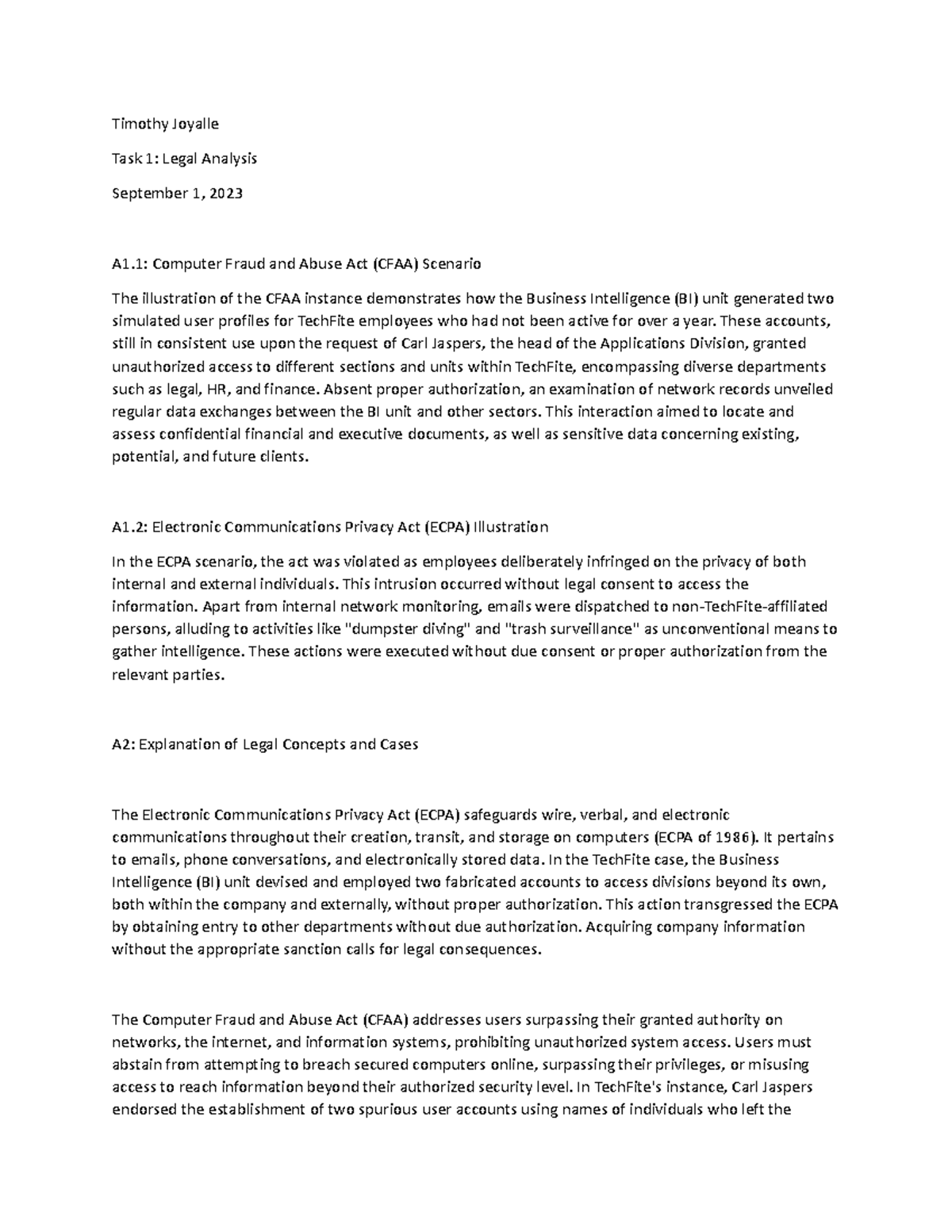 C841-Task1 - This passed on my first try. - Timothy Joyalle Task 1 ...