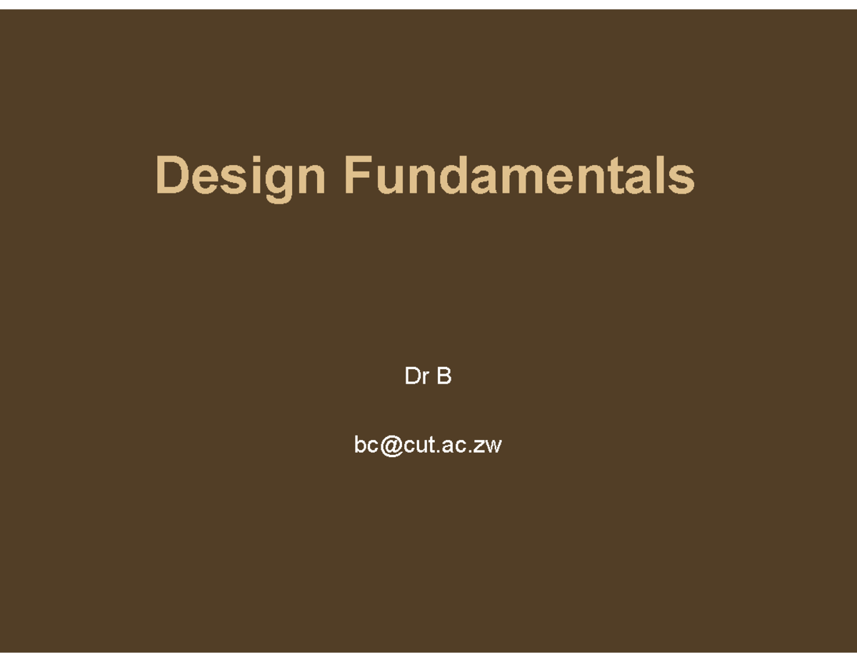 Design Fundamentals - ac Overview • Overview of course • Course Outline ...