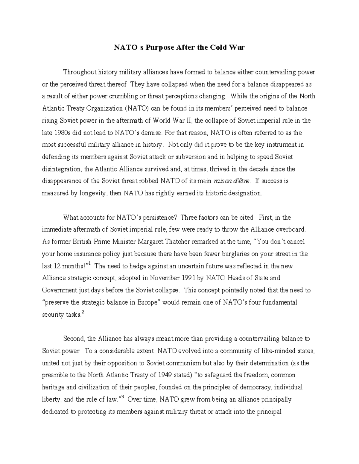 War.PDF - reportch 1 - Work - NATO s Purpose After the Cold War ...