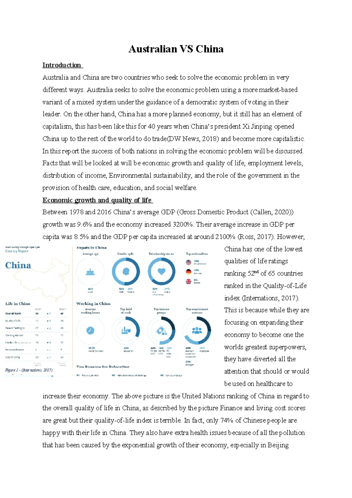 Economics assesment task 1 - Australian VS China Introduction Australia ...