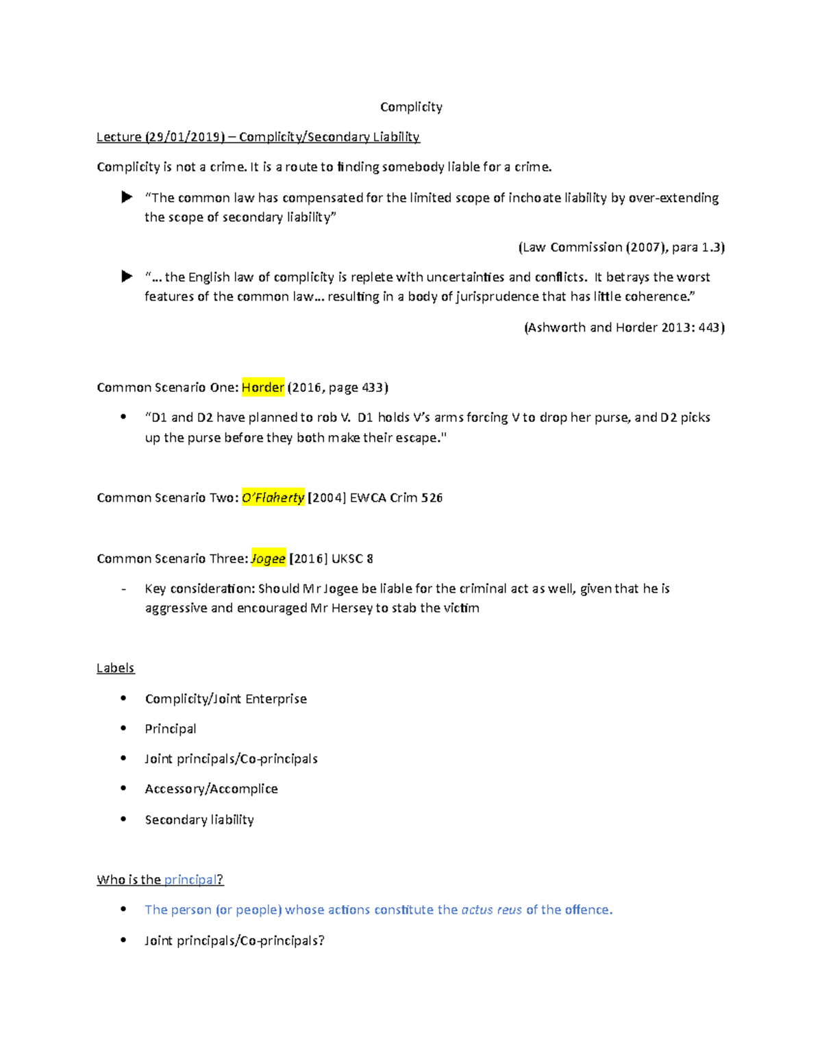 Complicity - Complicity Lecture (29/01/2019) – Complicity/Secondary ...
