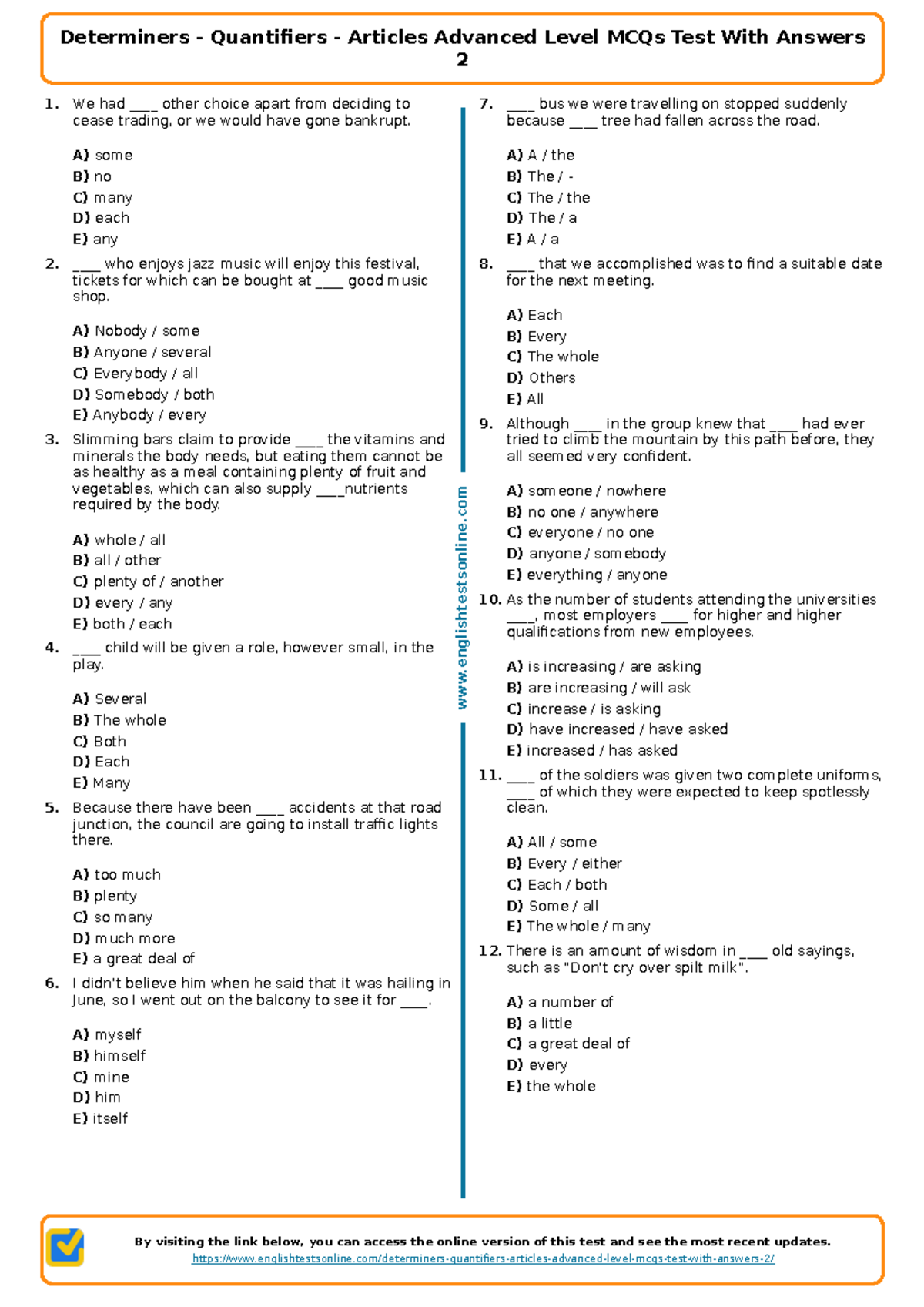 909 determiners-quantifiers-articles-advanced-level-mcqs-test-with ...