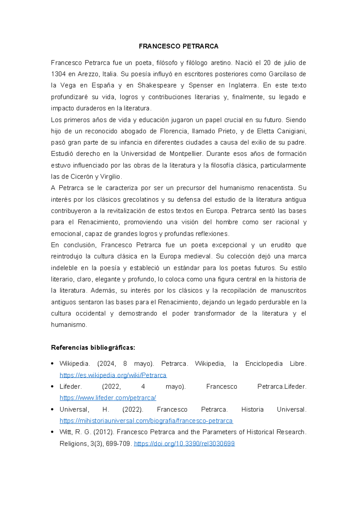 Biografia de Francesco Petrarca - FRANCESCO PETRARCA Francesco Petrarca ...