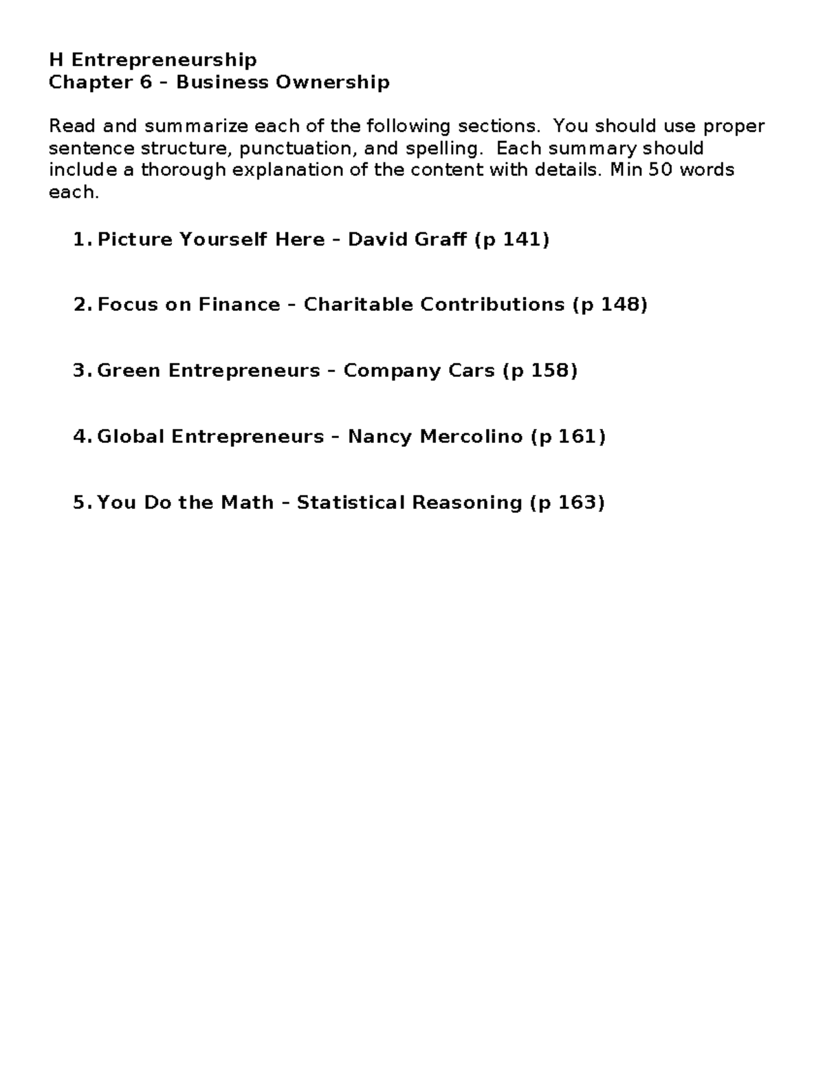 Entrep Ch 6 Real Life Entrep - H Entrepreneurship Chapter 6 – Business ...
