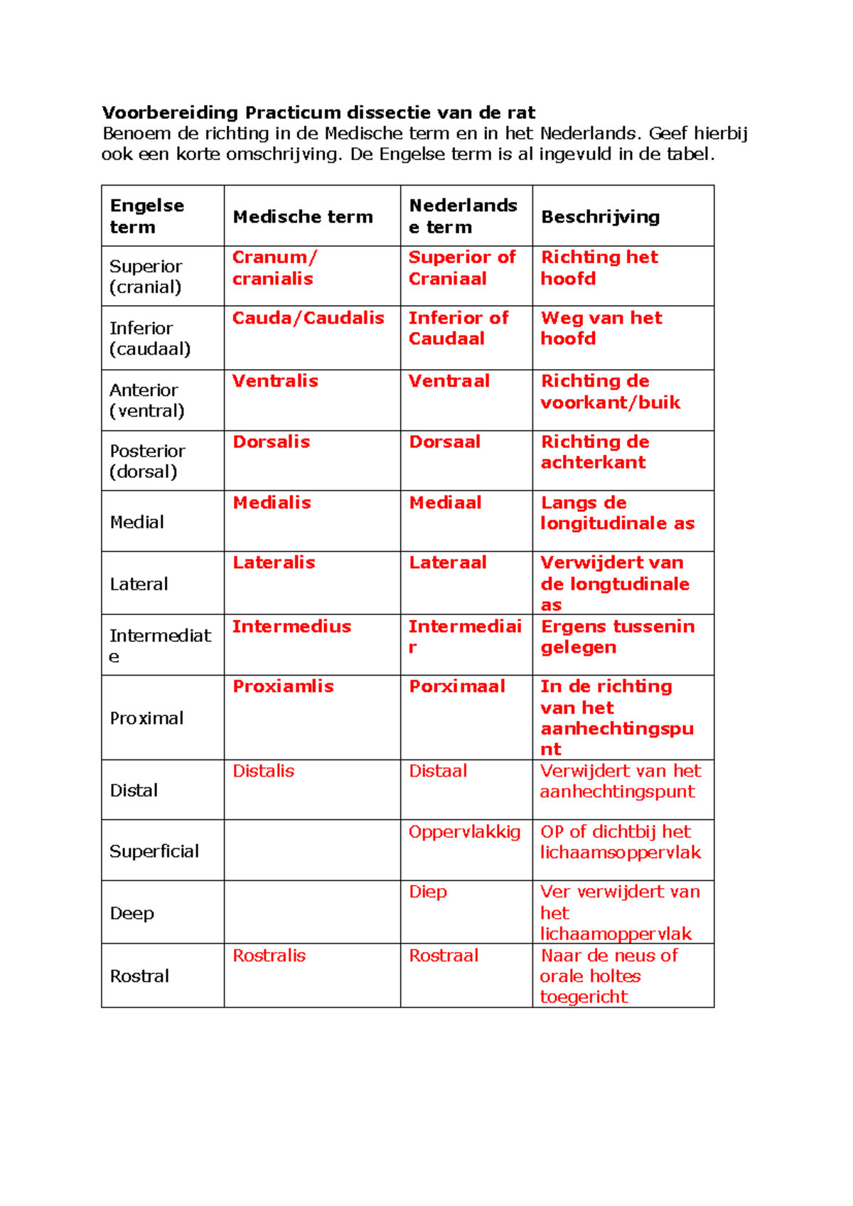 Voorbereiding Practicum dissectie van de rat VAM PT1 - Voorbereiding ...