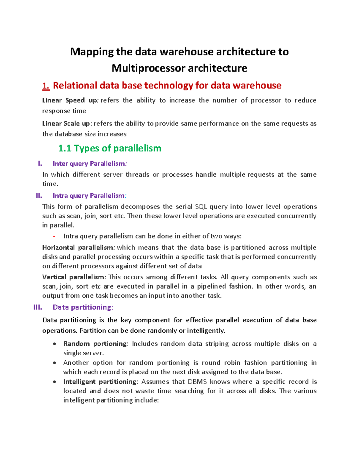 Dwdm Mapping The Data Warehouse Architecture To Multiprocessor Architecture Relational Data