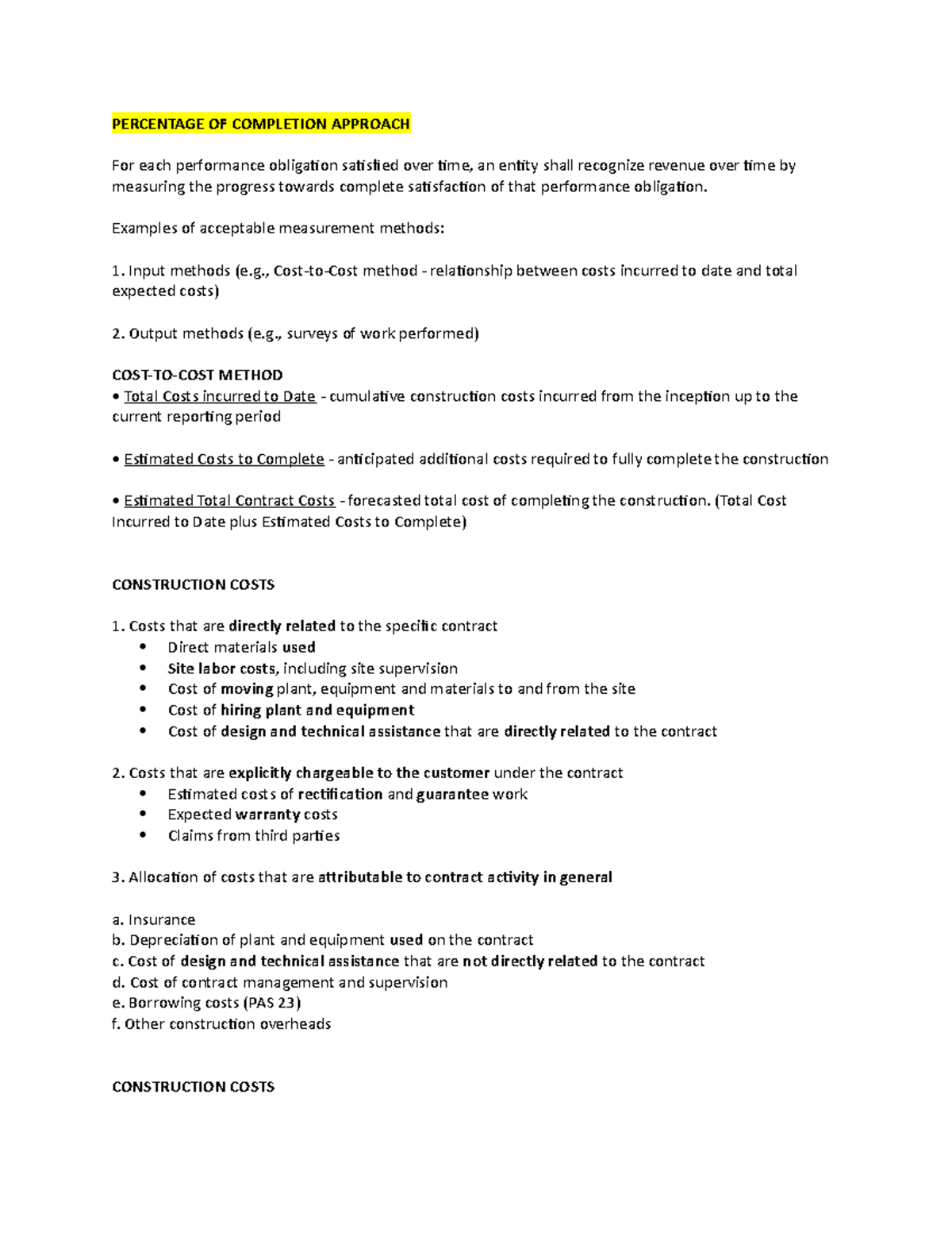 Percentage of Completion Approach - PERCENTAGE OF COMPLETION APPROACH ...