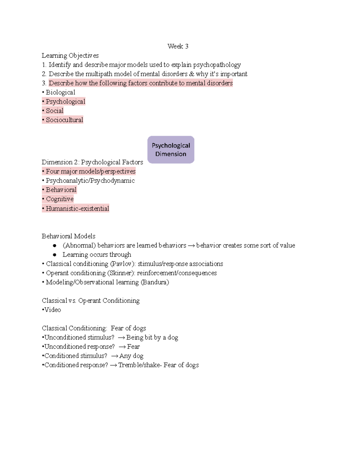 Psyc 340 Lesson 3 - Week 3 Learning Objectives Identify and describe major models used to ...