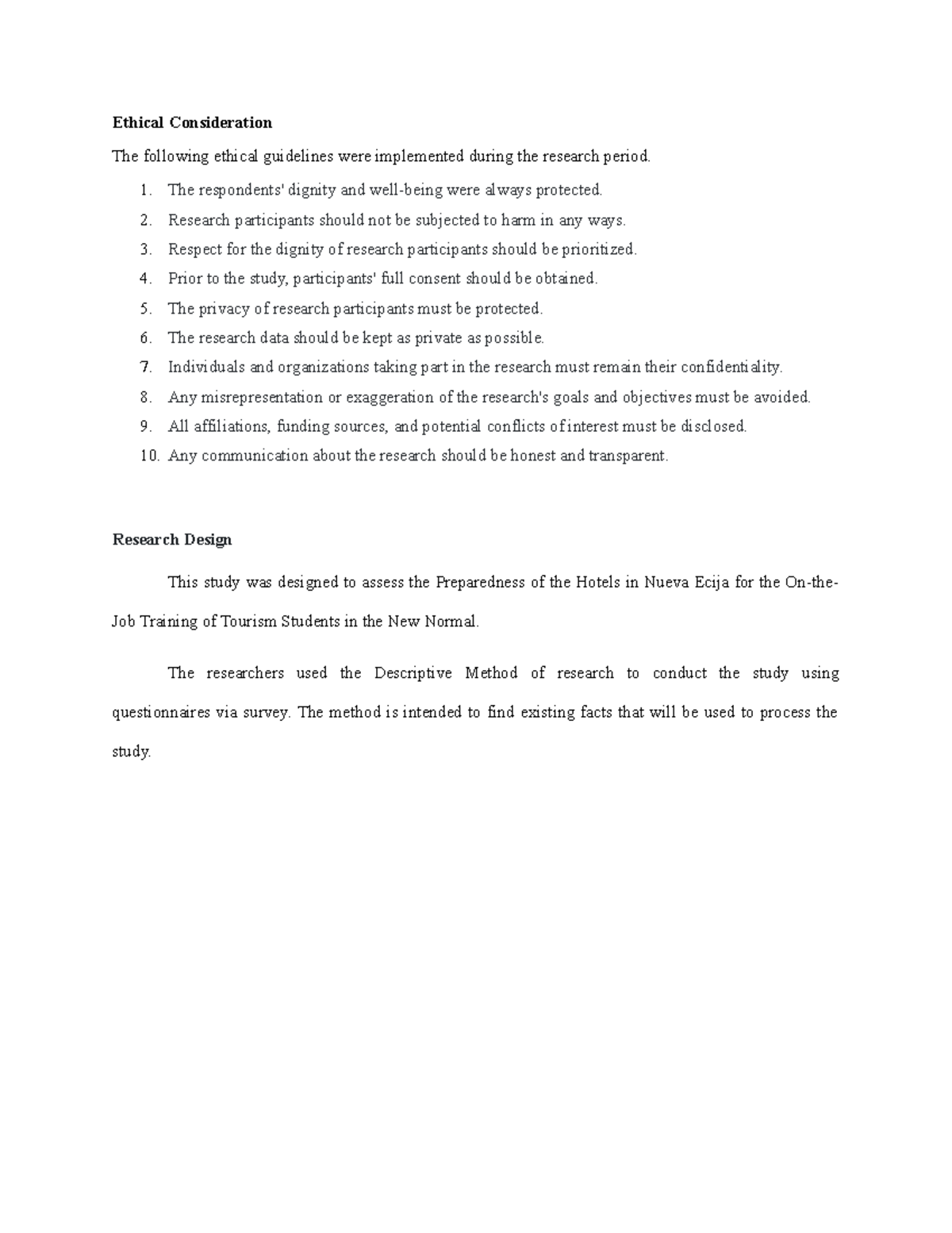 Ethical consideration and research design - Ethical Consideration The ...