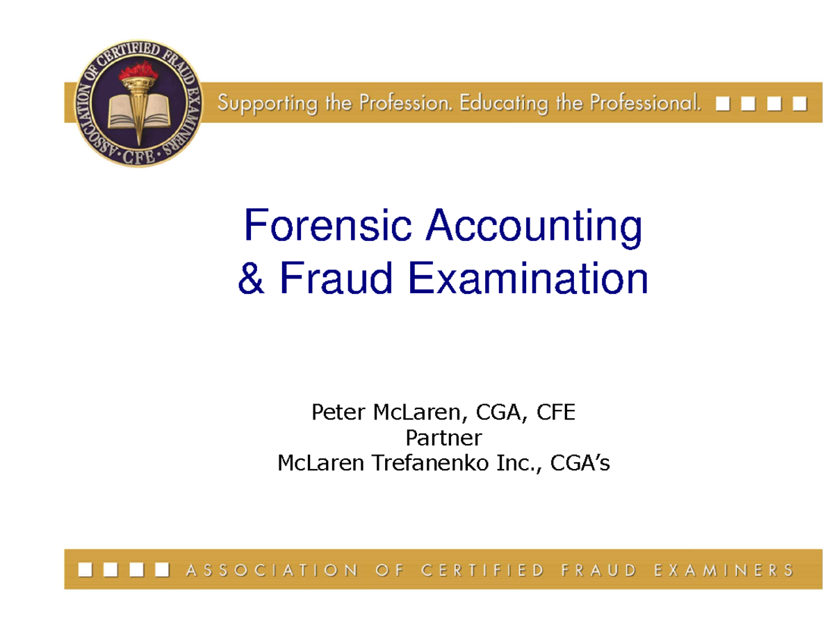 Forensic-Accounting- Chapter 3 - Peter McLaren, CGA, CFE Partner ...