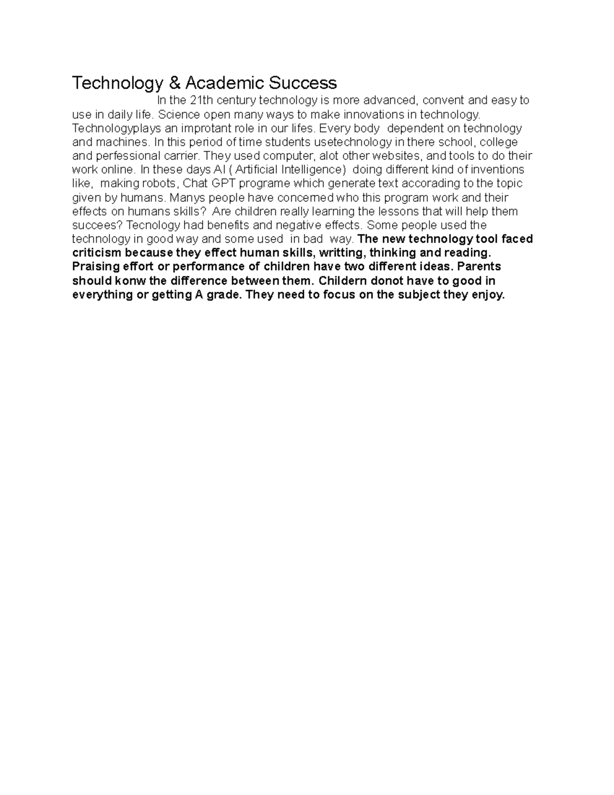 Esl 96 - practice - Technology & Academic Success In the 21th century ...