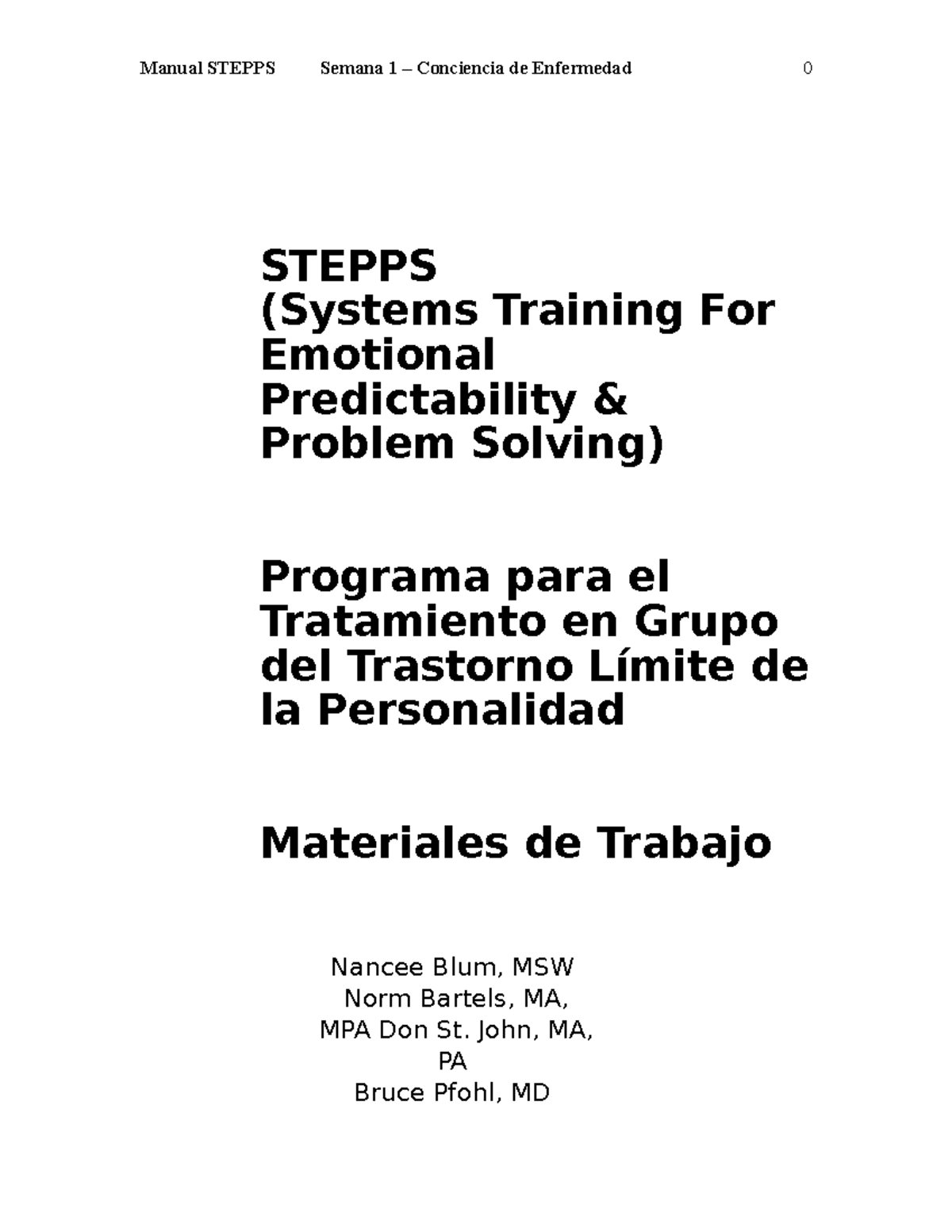 STEPPS cognitivo-conductual programa de entrenamiento grupal para el ...