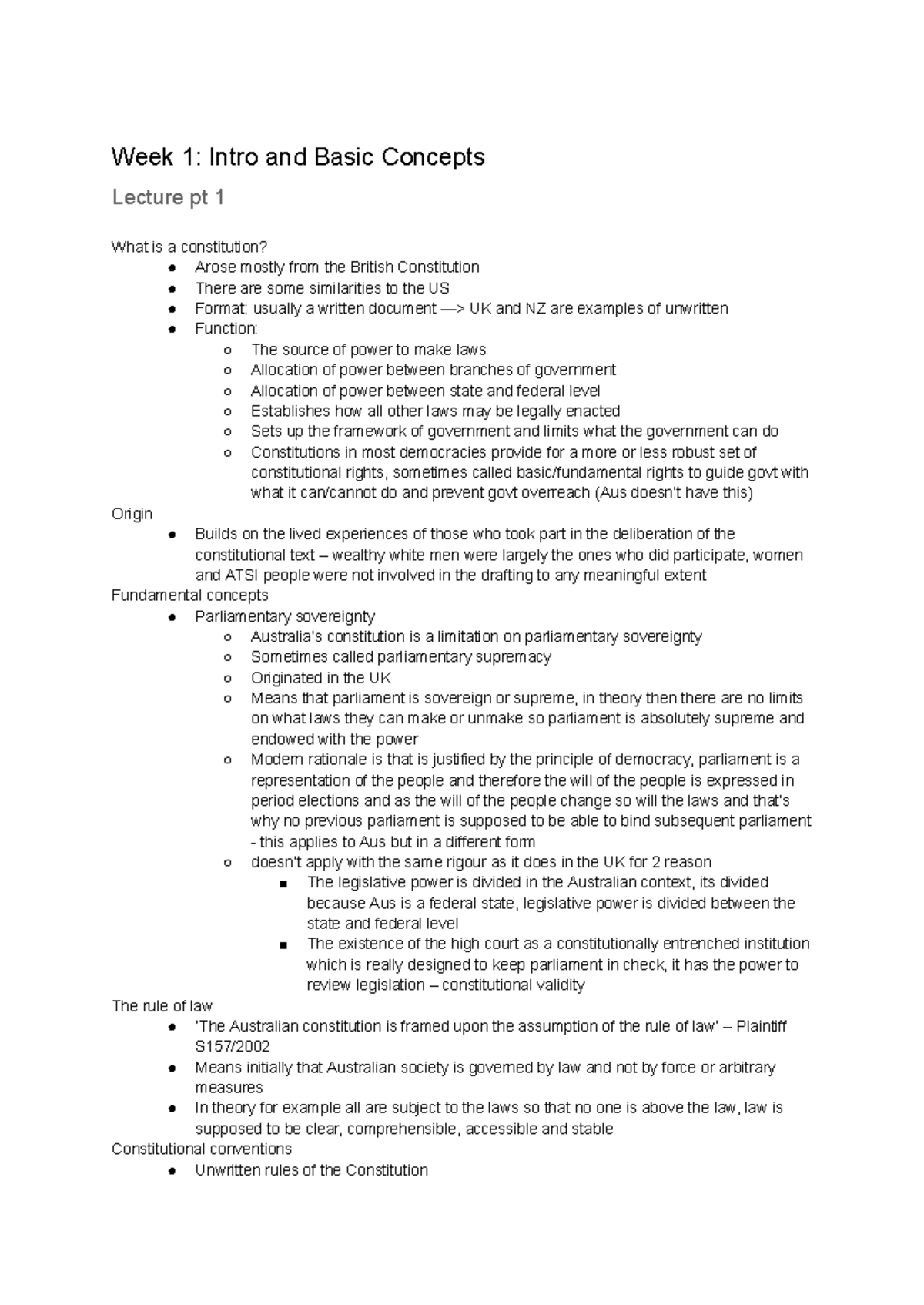 Constitutions Exam Notes - Week 1: Intro and Basic Concepts Lecture pt ...