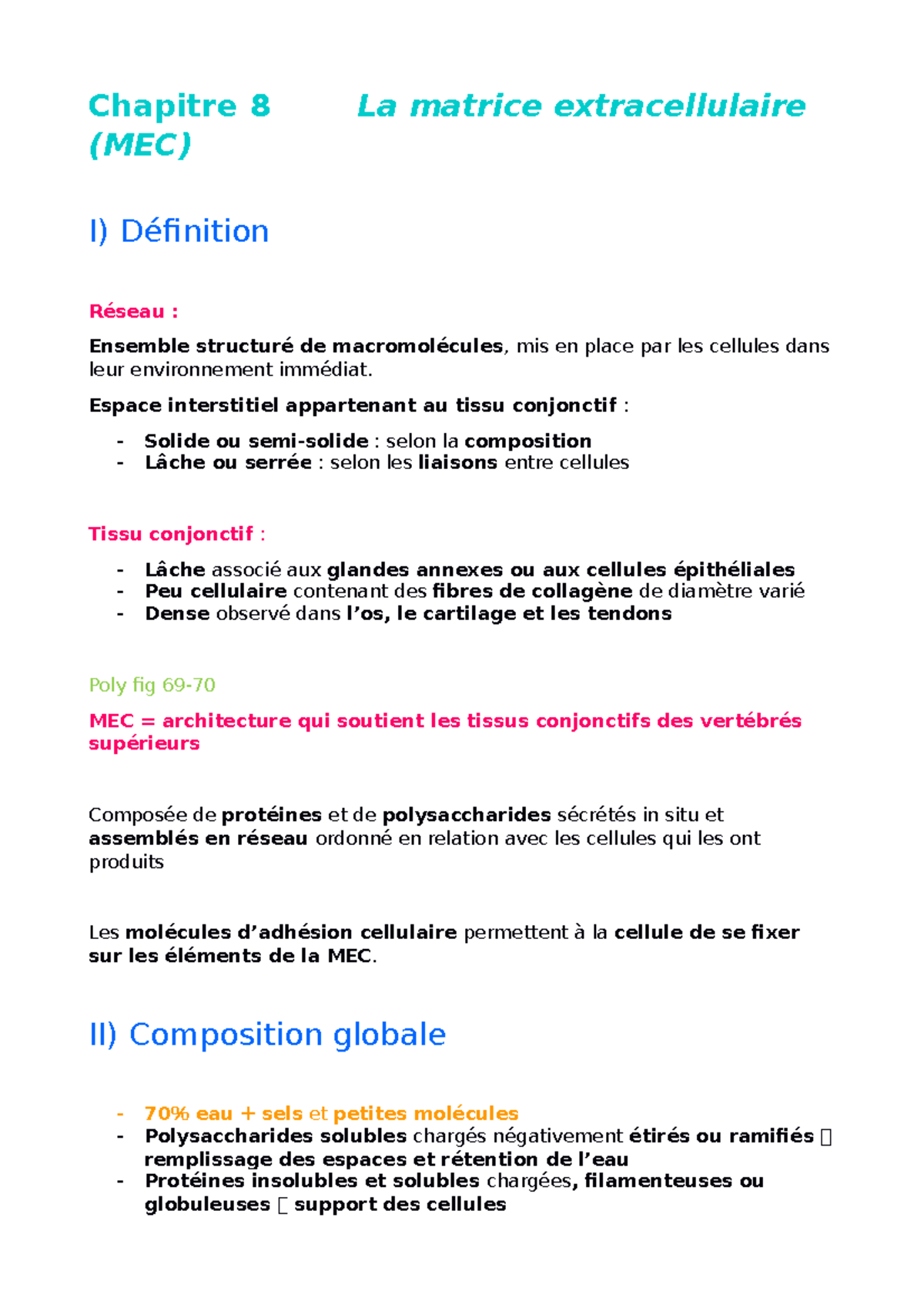 Chapitre 8 La matrice extracellulaire - Chapitre 8 (MEC) La matrice ...
