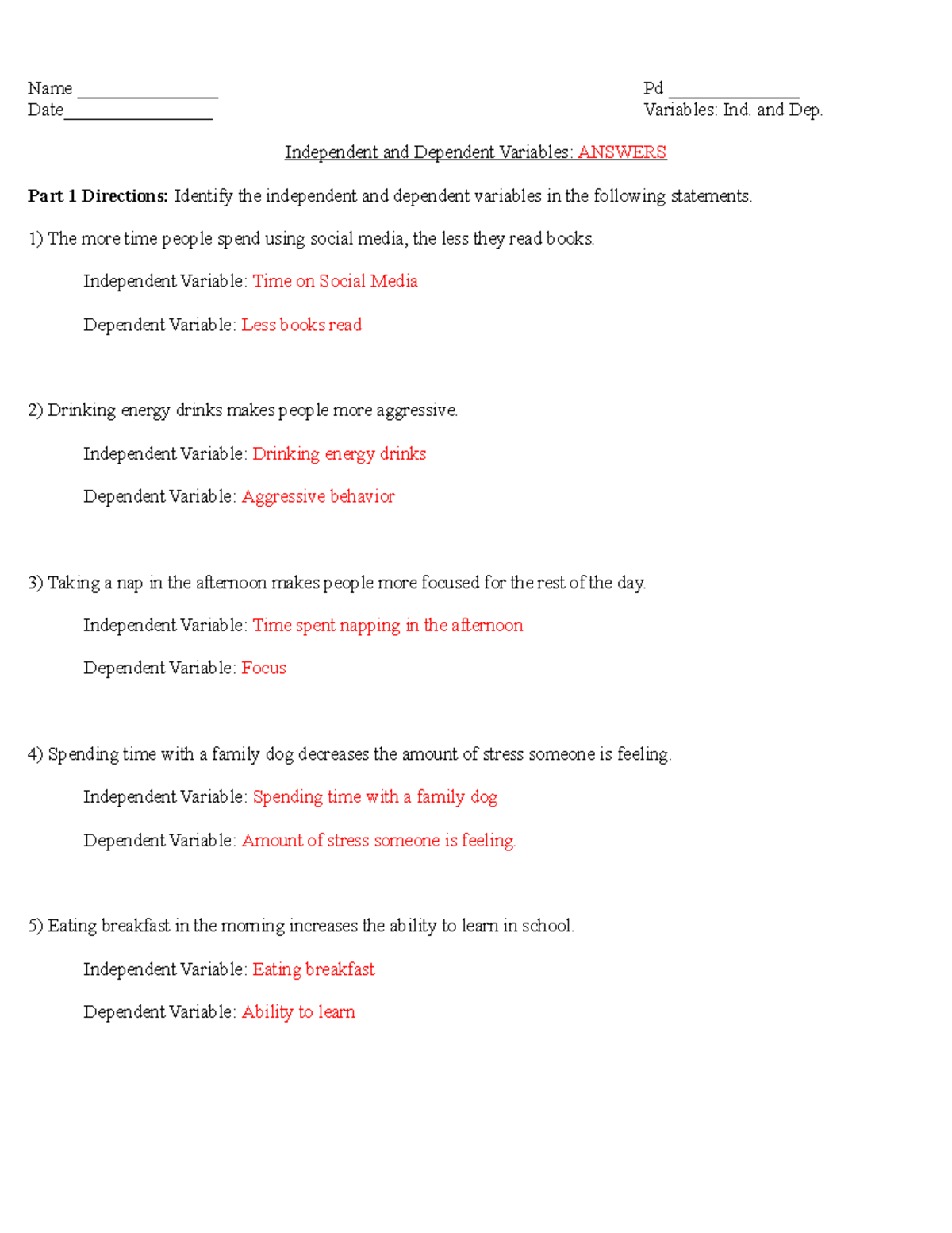 Variable Practice-Answers - Name _______________ Pd ______________ Date ...