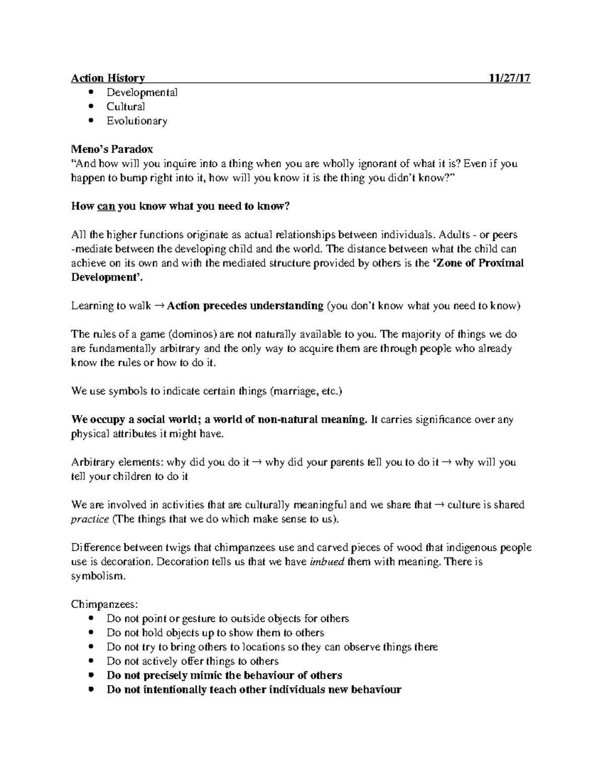 Living in the Real World - Action History Developmental Cultural ...