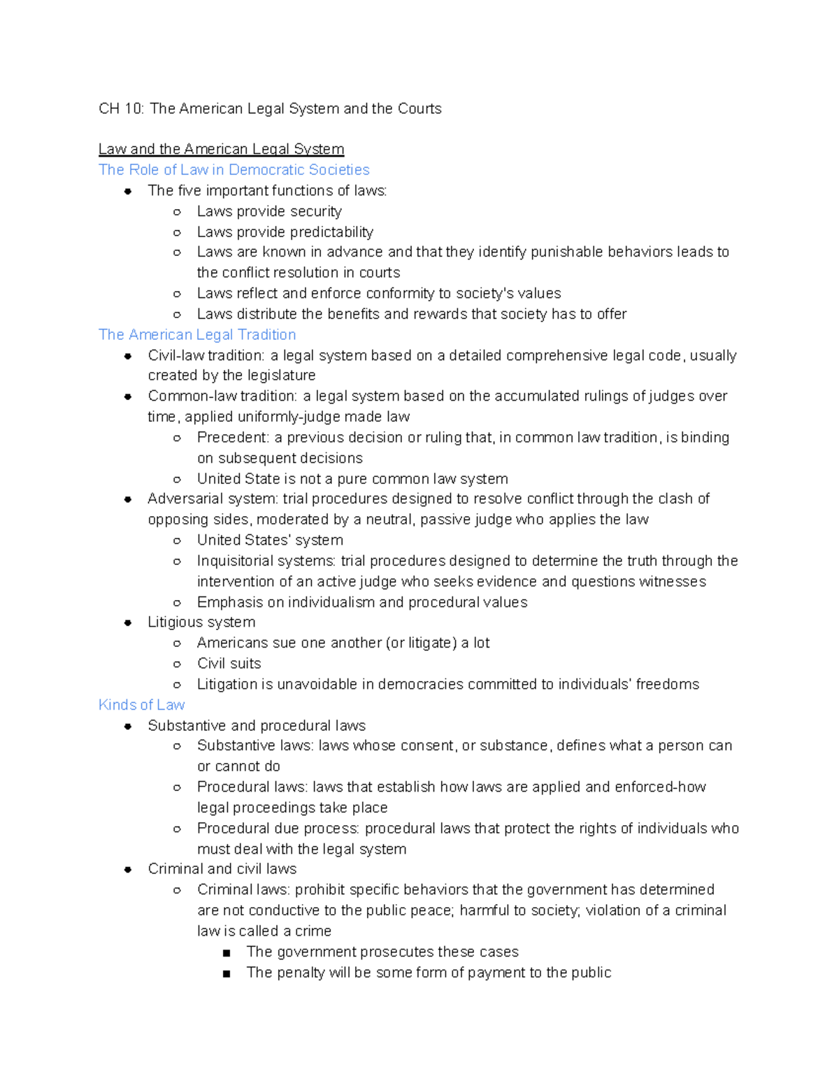 CH 10 Book Notes: The American Legal System and the Courts - POSC150 ...