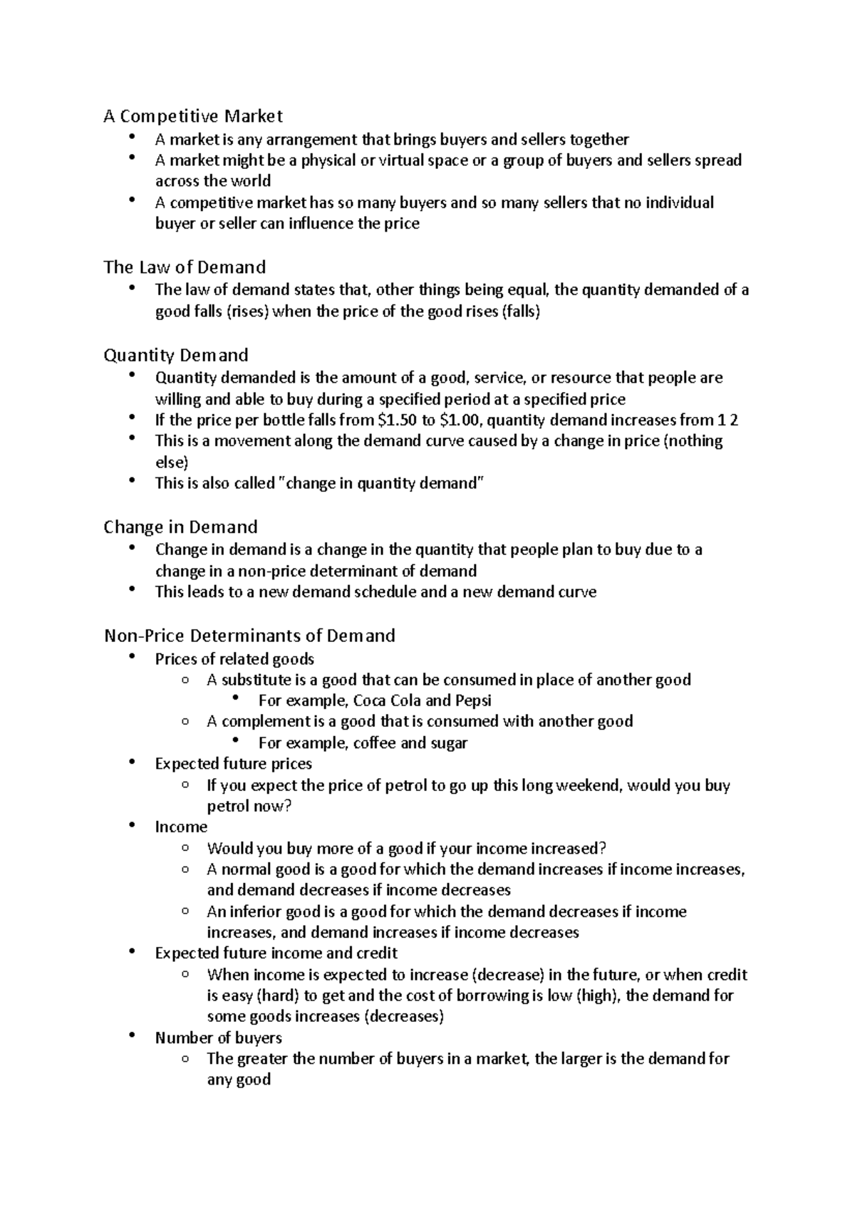 Week 2 Lecture Notes - A Competitive Market A market is any arrangement ...