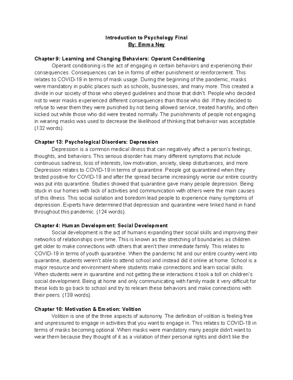 Psychology Final - Introduction to Psychology Final By: Emma Ney ...