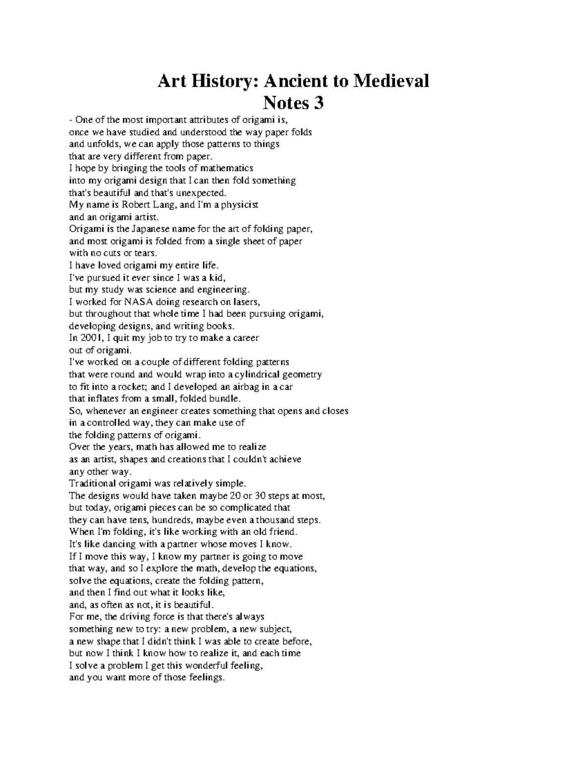 3noteartstudoc - Bryan Rodrigues - Art History: Ancient to Medieval ...