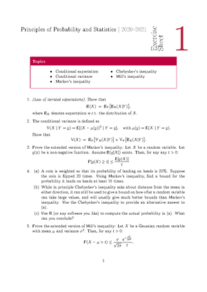 Exercises 4 - exercise sheet 4 - Principles of Probability and ...