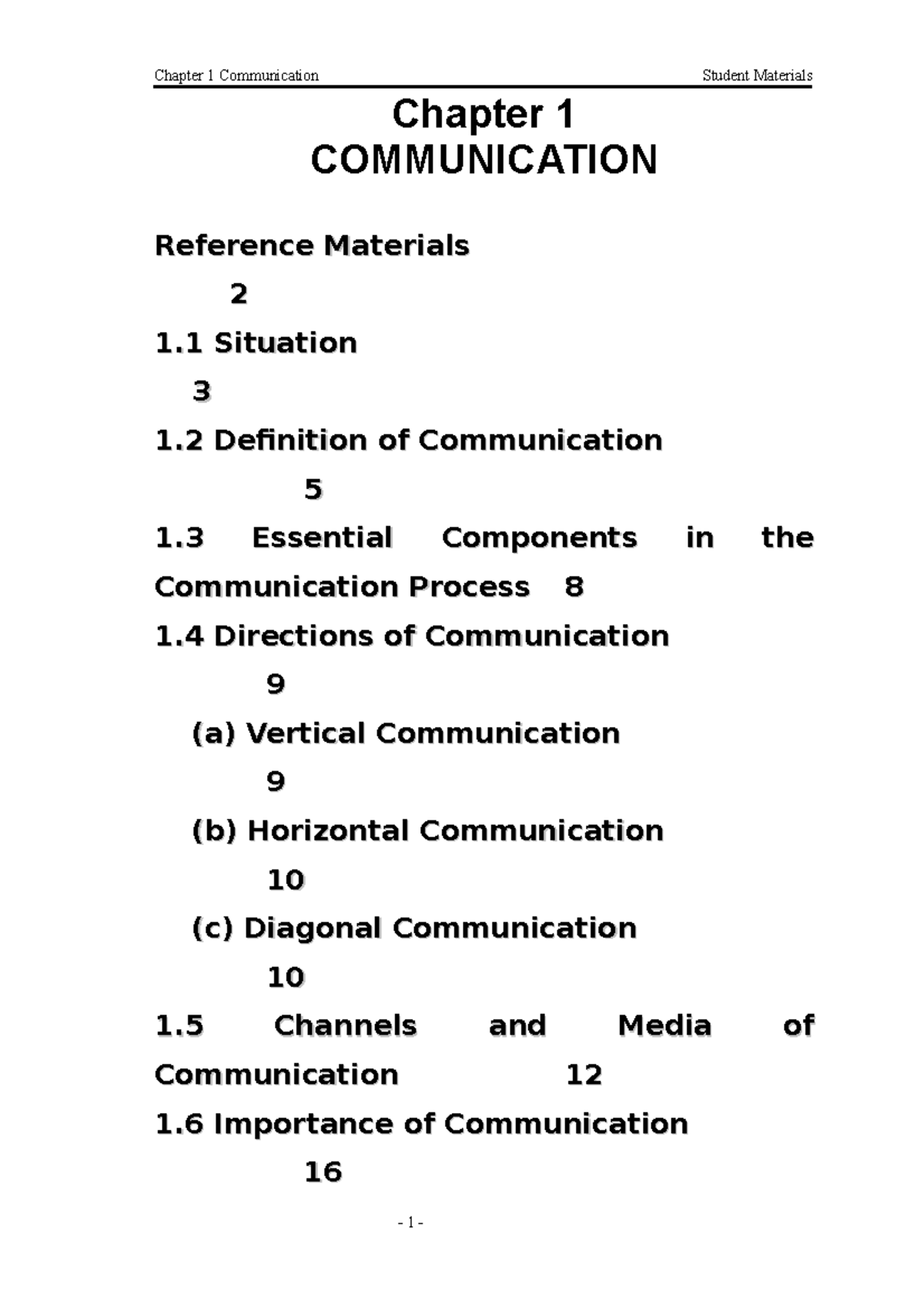 CHAPTER 1 BISNESS COM - Chapter 1 COMMUNICATION Reference ...