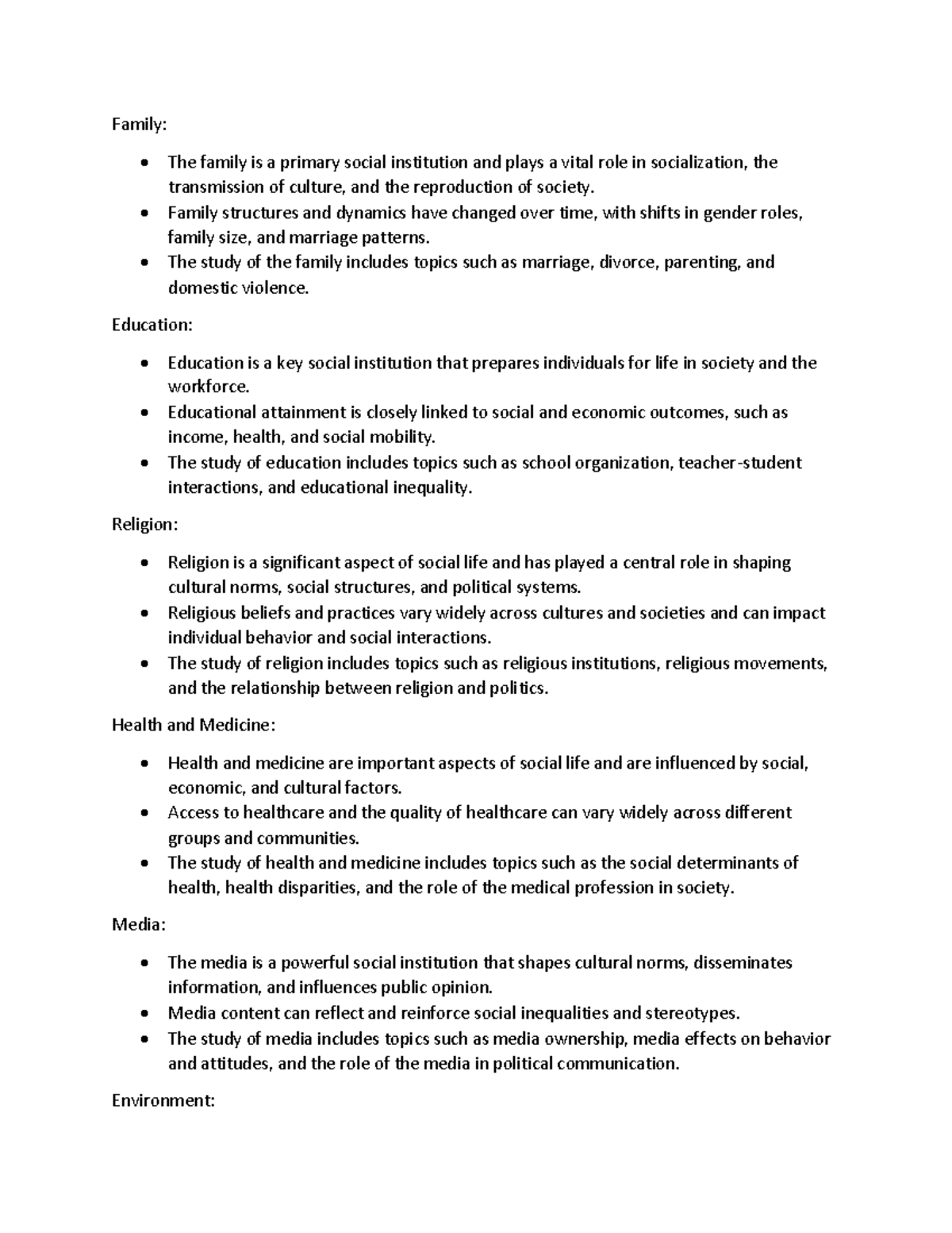 Socio - Family: The family is a primary social institution and plays a ...