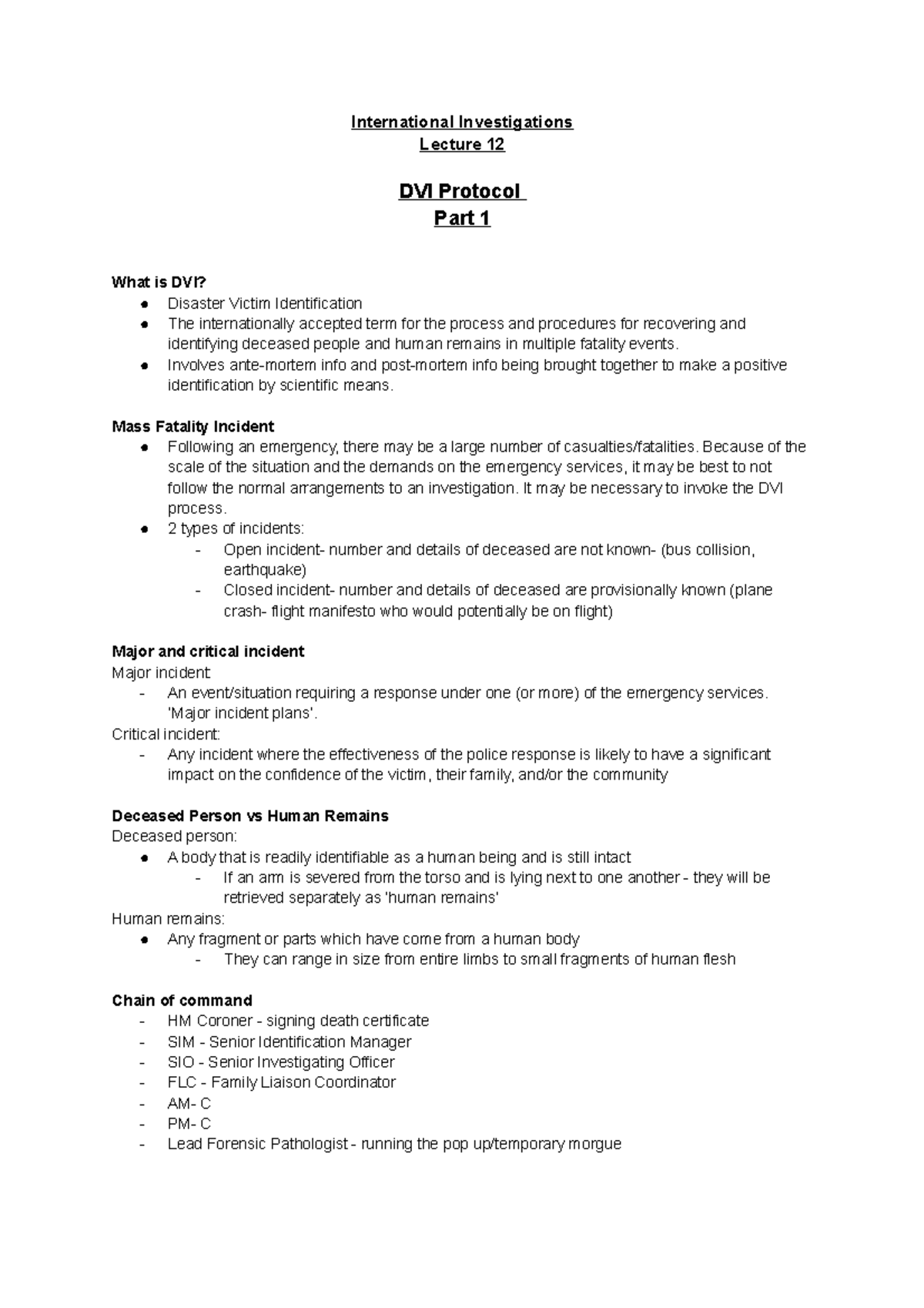 International Investigations,- DVI protocol - International ...