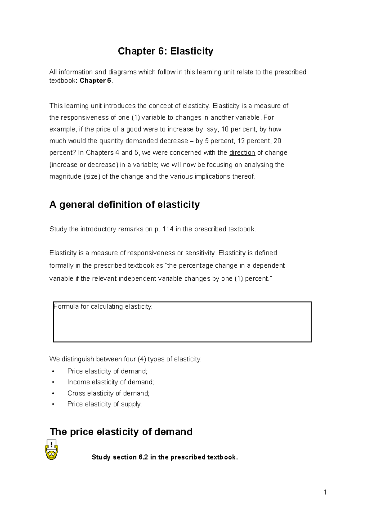 Notes Chapter 6 - Summary Economics - Chapter 6: Elasticity All ...