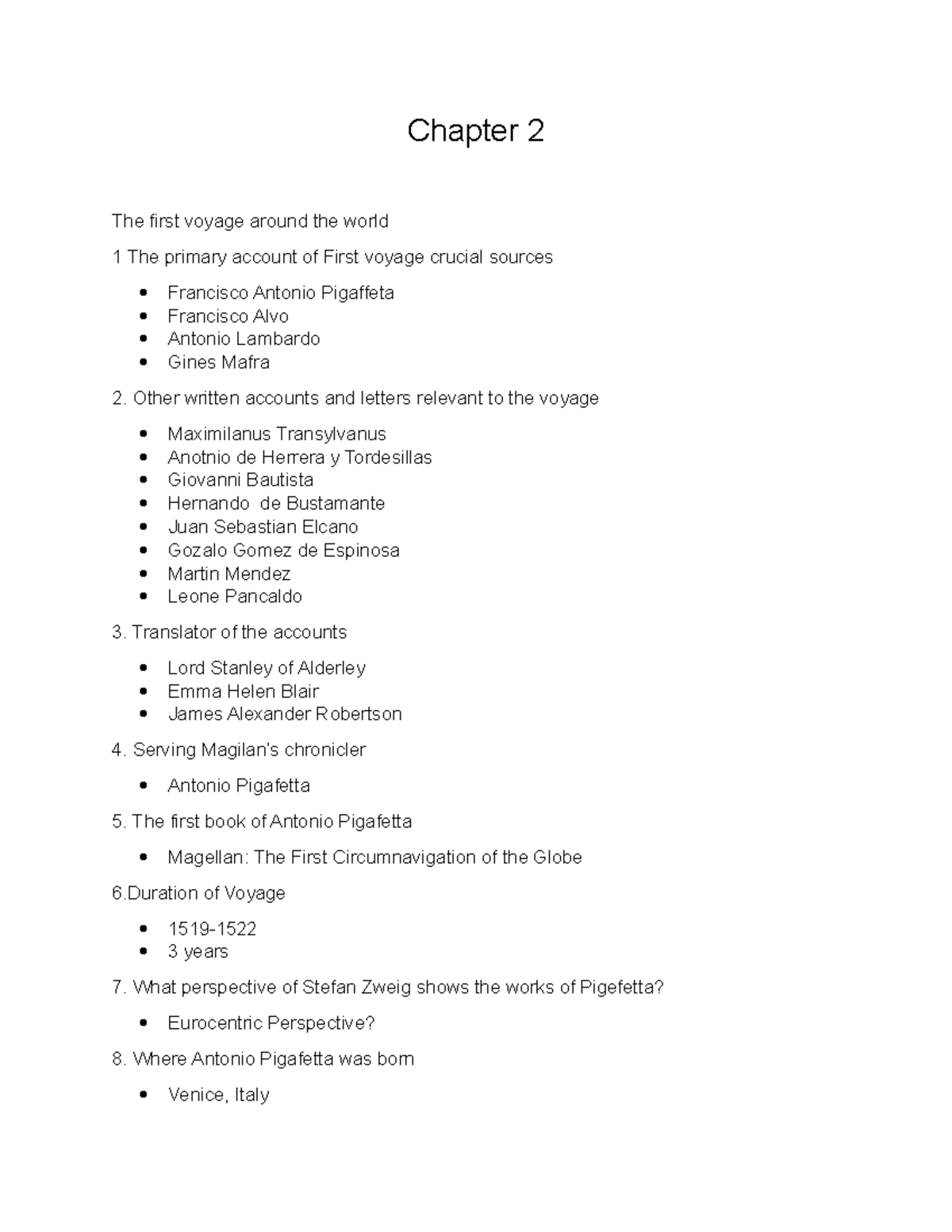 Chapter 2 - summary - Chapter 2 The first voyage around the world 1 The ...