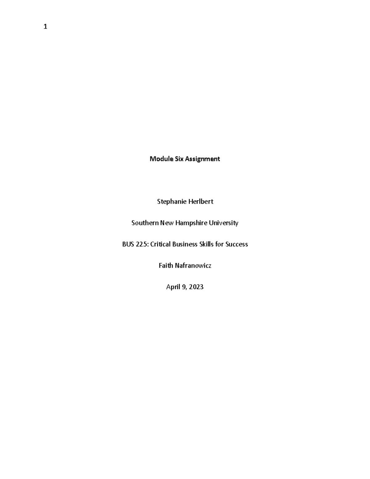BUS225 Module Six Assignment 1 2 - Module Six Assignment Stephanie ...