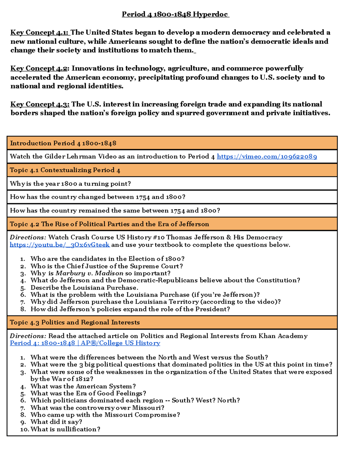 Period 4 Hyperdoc - Unit 5 study guide for AP Exam - Period 4 1800-1848 ...