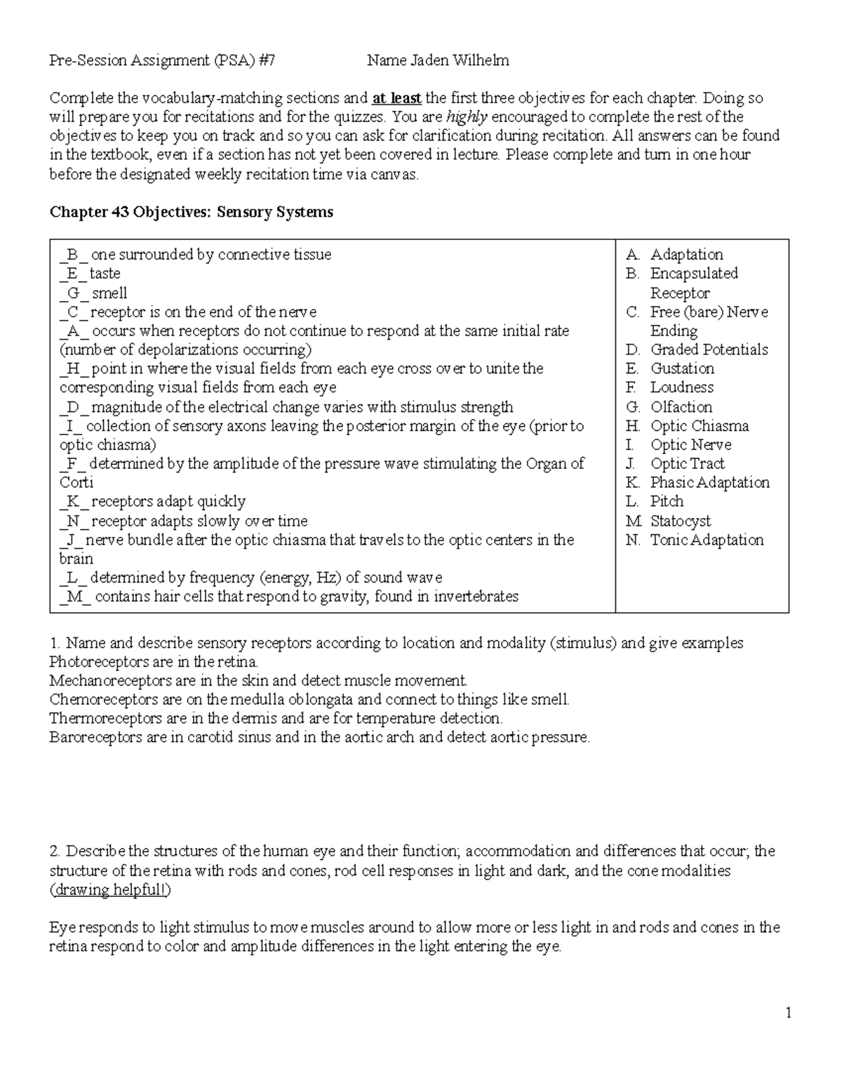 PSA 7 for 2020/2021 - Pre-Session Assignment (PSA) #7 Name Jaden ...