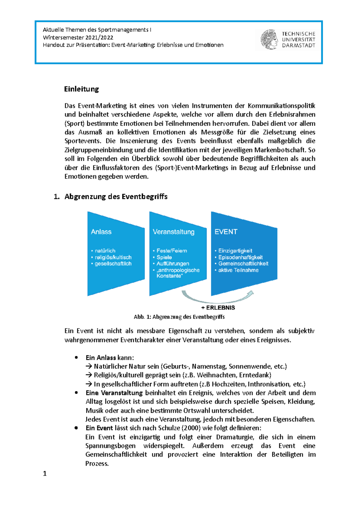 Handout Event-Marketing - Wintersemester 2021/ Handout zur Präsentation ...