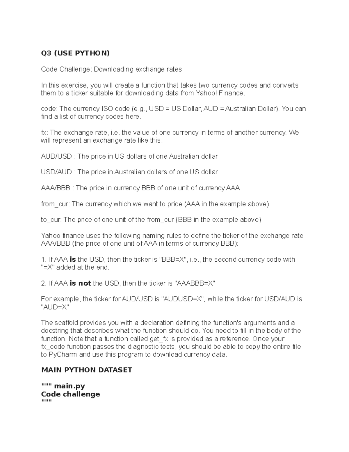 Q3 - Quiz5 - Q3 (USE PYTHON) Code Challenge: Downloading exchange rates ...