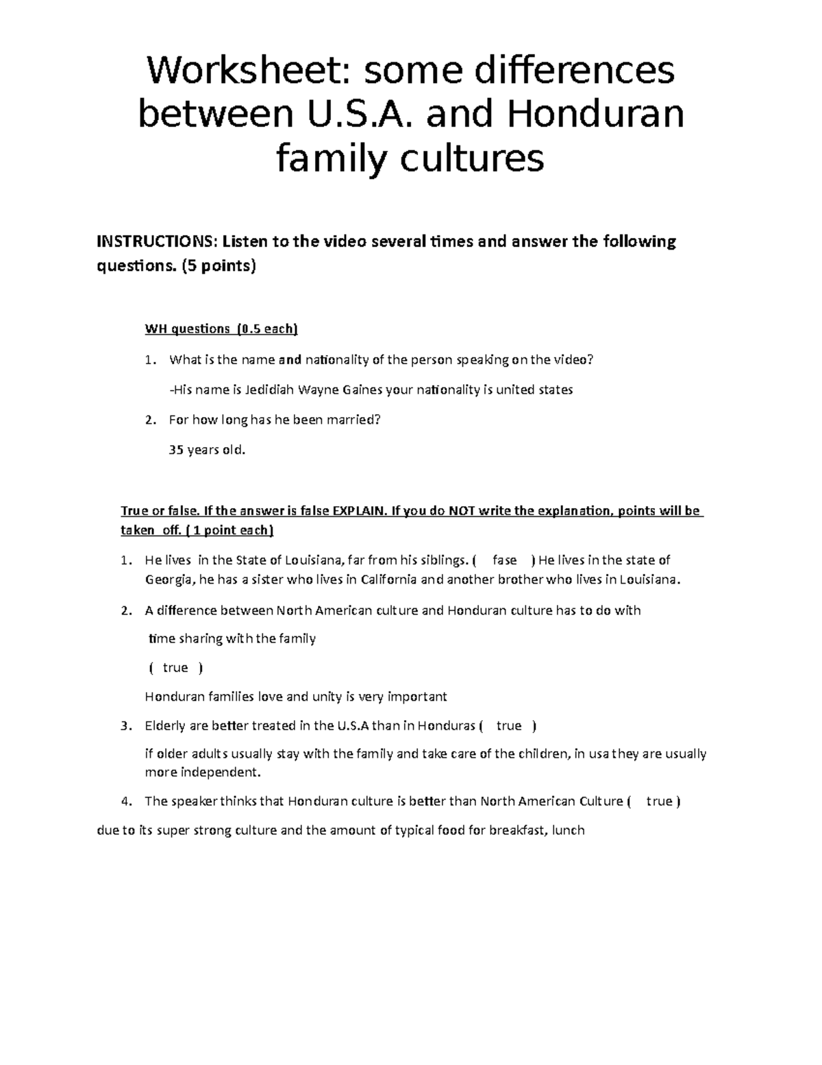 Hernández pamela Worksheet differences between U.S.A and Honduran ...
