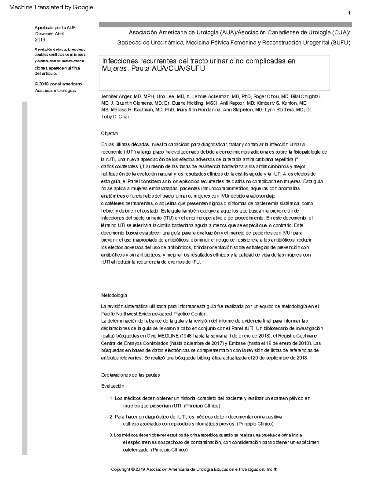 R UTI-guideline ITU en mujeres - Asociación Americana de Urología (AUA ...