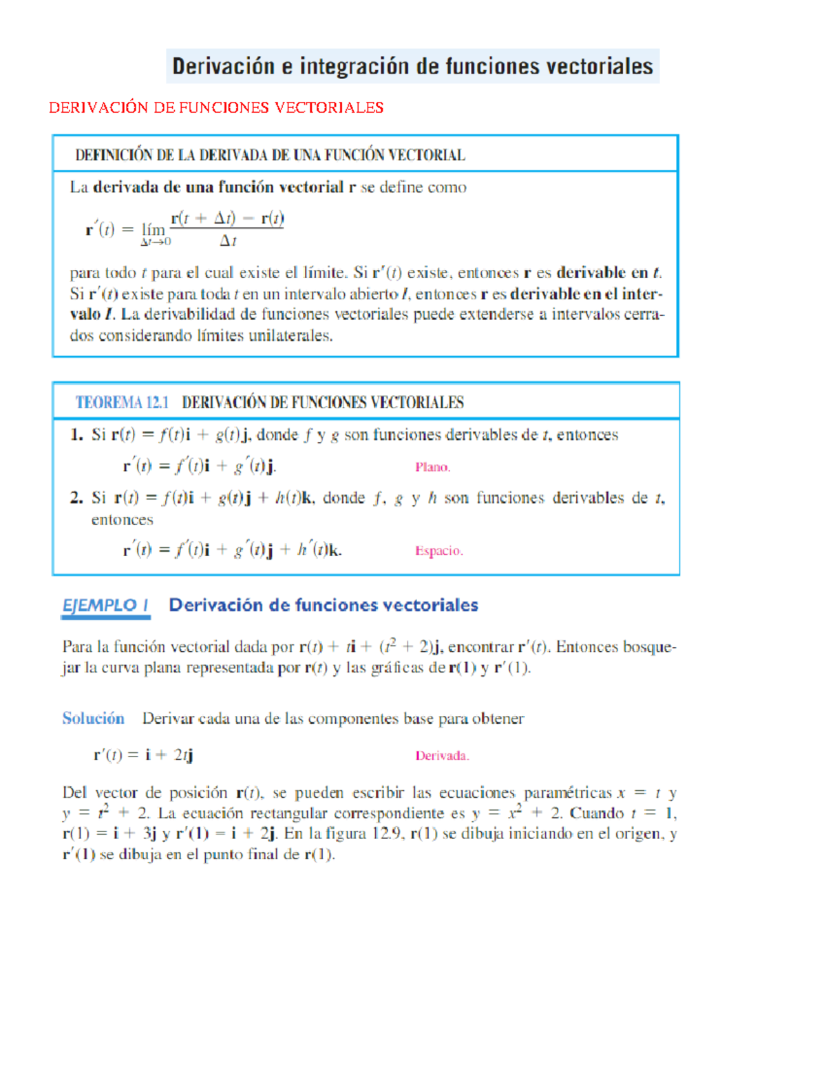Funciones Vectoriales Derivación e Integración - Cálculo Diferencial e Integral II - Studocu