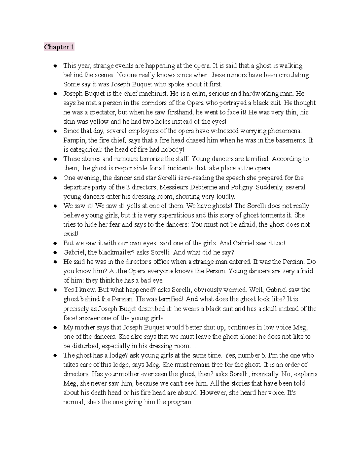 Phantom of the Opera Notes in English - All chapters. - Chapter 1 This ...