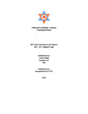 C programming lab report - Bachelor of Information Technology Lab ...