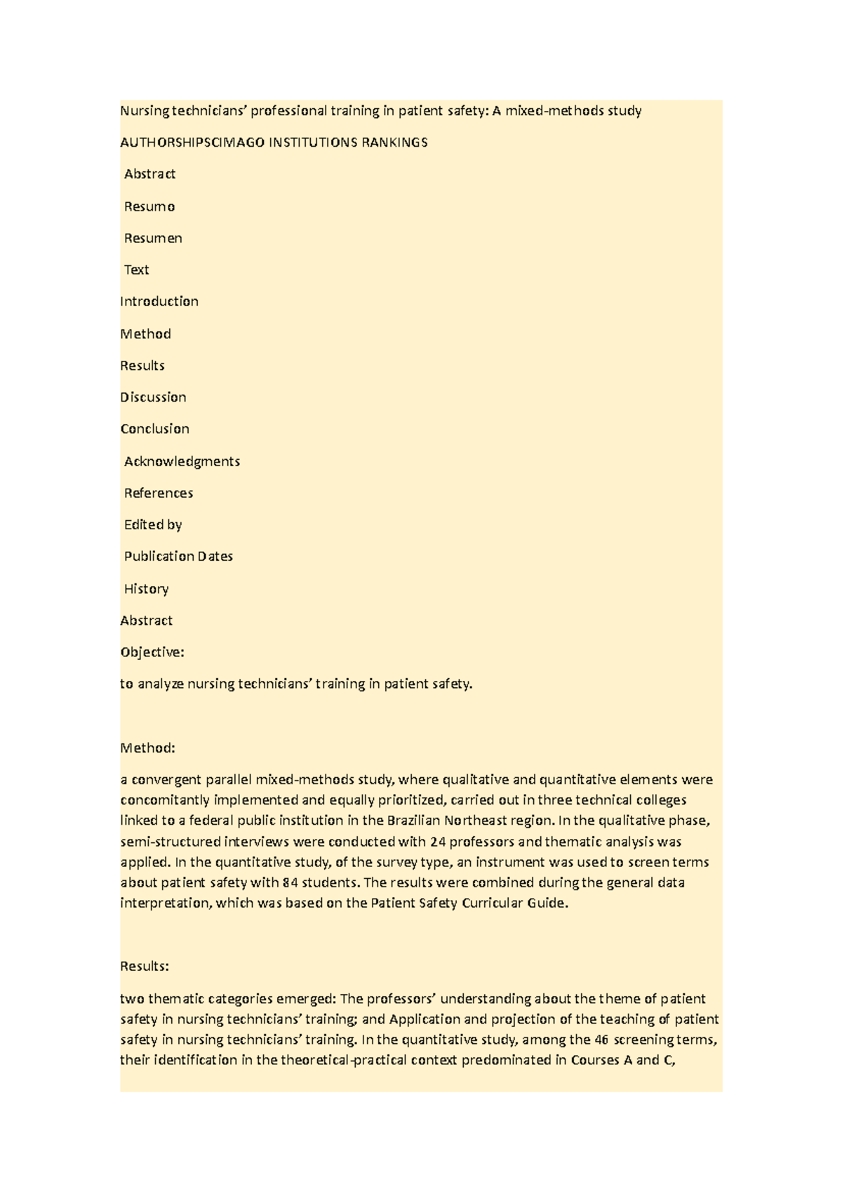 Doc1 - es información de cscielo - Nursing technicians’ professional training in patient safety ...