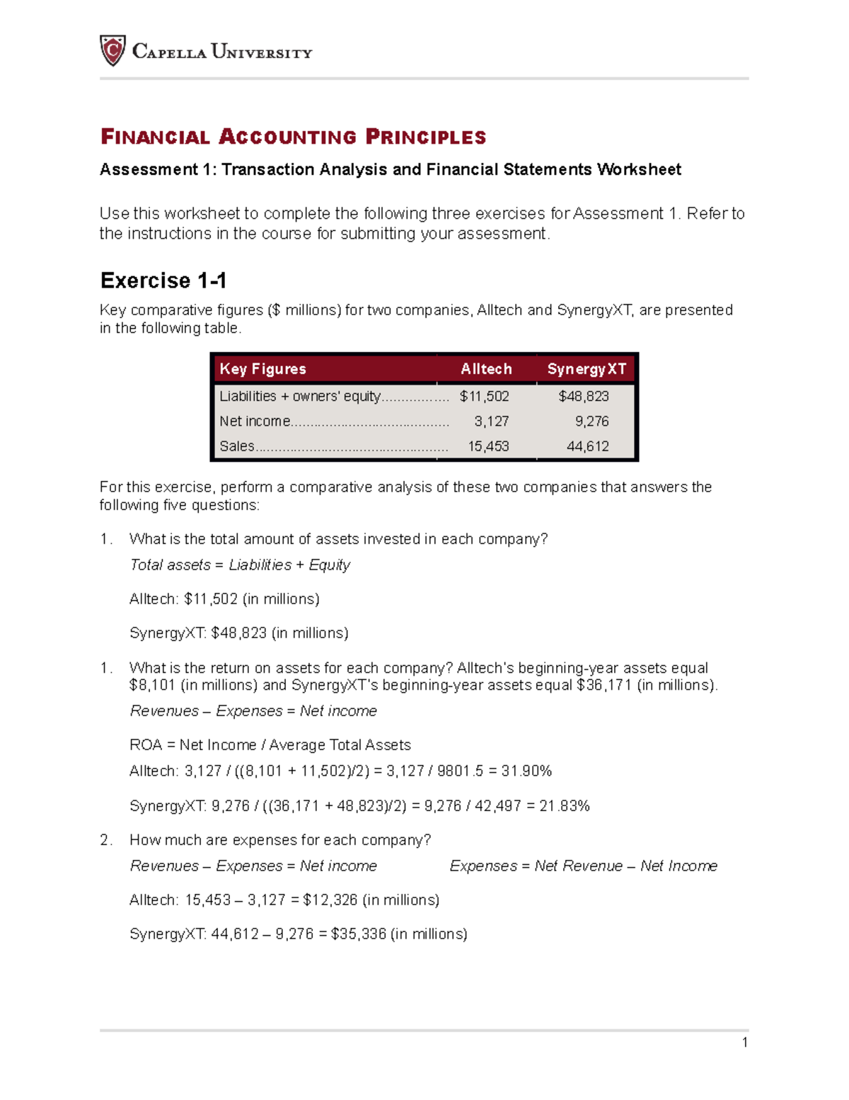 BUS-FPX4060 A 1 - Assignment - FINANCIAL ACCOUNTING PRINCIPLES ...
