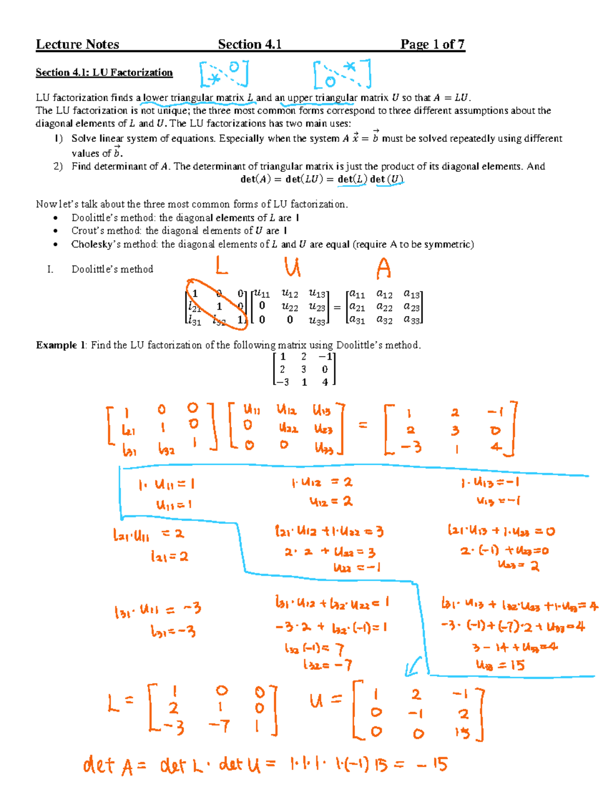 4 - Homework practice review - Section 4: LU Factorization LU ...