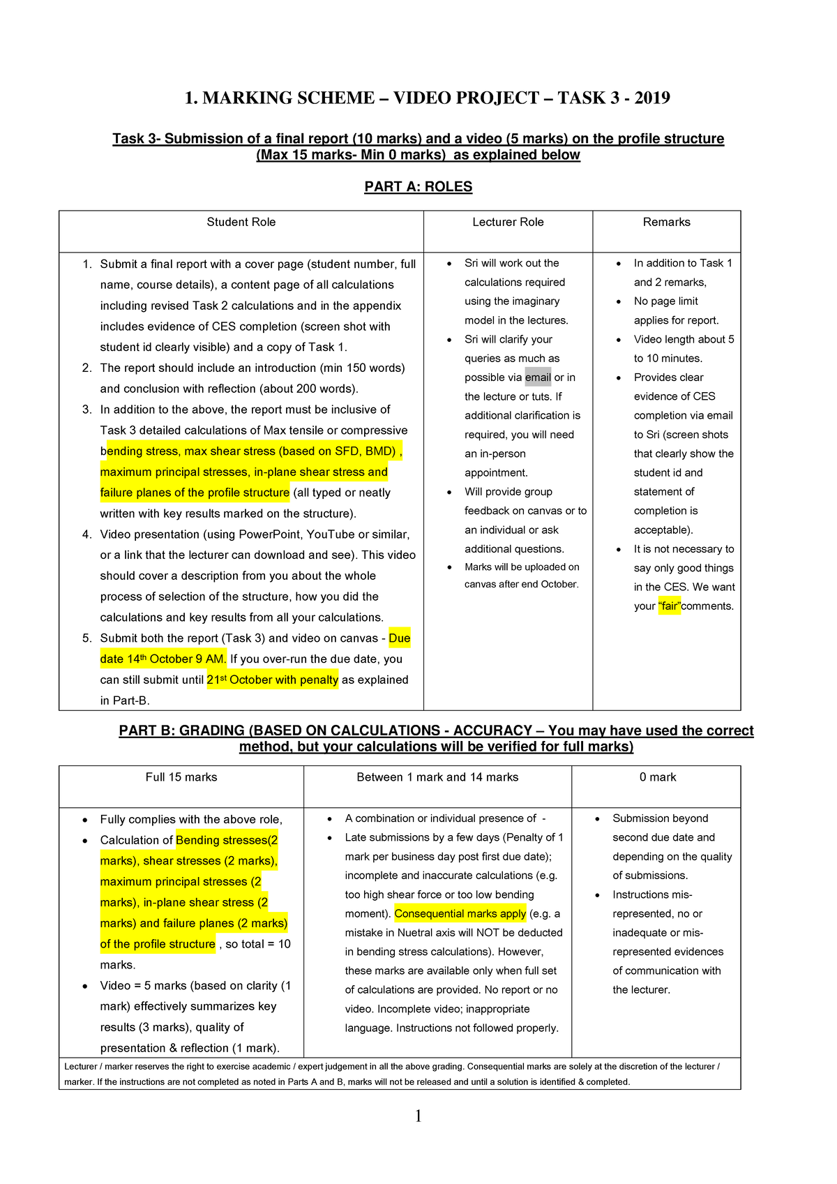 Marking Scheme- VP Task3 2019 - 1 1. MARKING SCHEME – VIDEO PROJECT ...