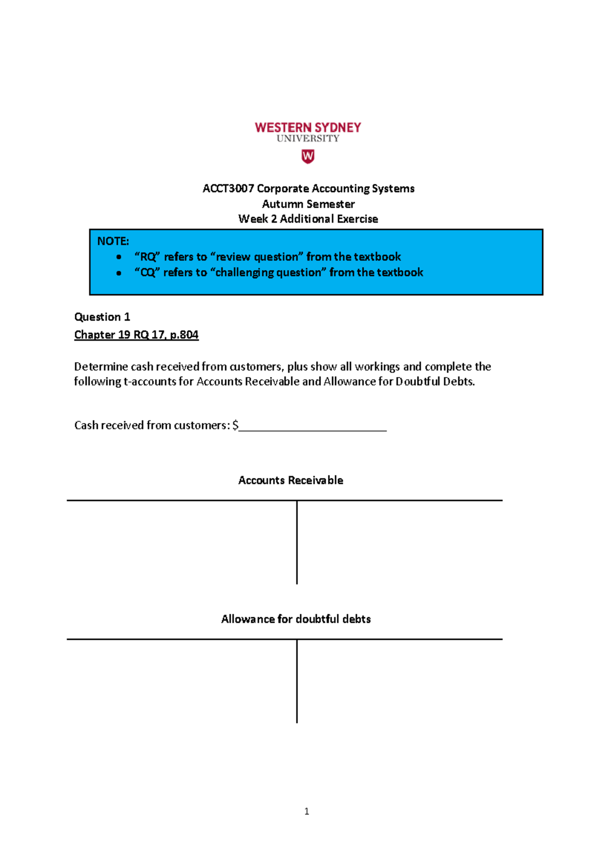 Cas week 2 - good insight - ACCT3007 Corporate Accounting Systems ...