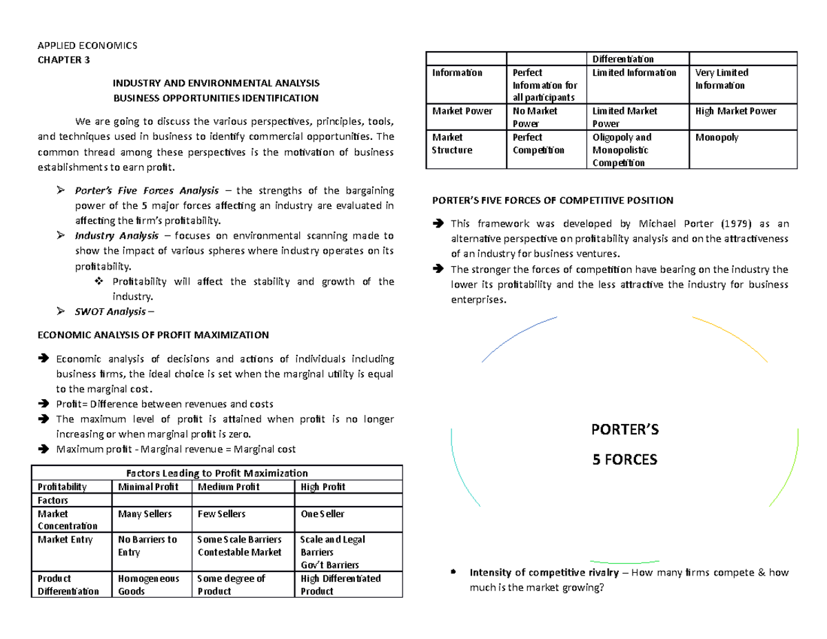 Module for Applied Economics (First Semester) - CHAPTER 3 INDUSTRY AND ...