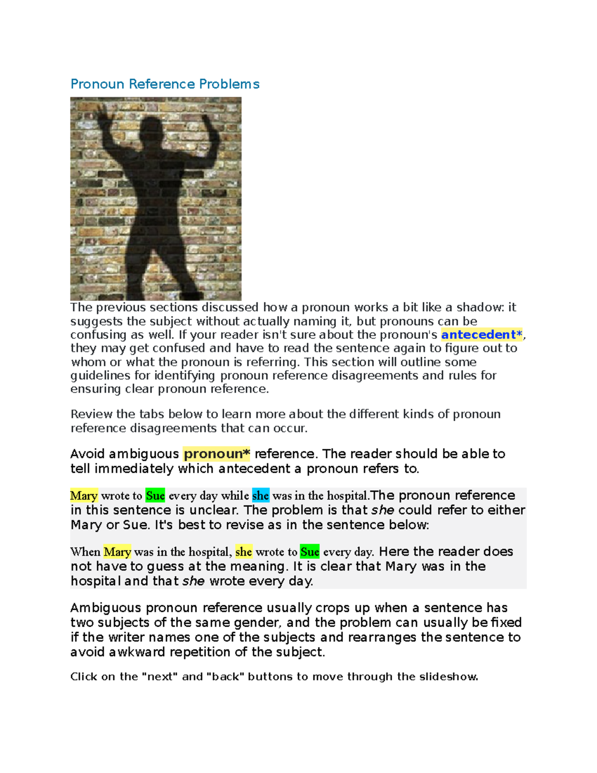 Module 7 notes - Pronoun Reference Problems The previous sections ...