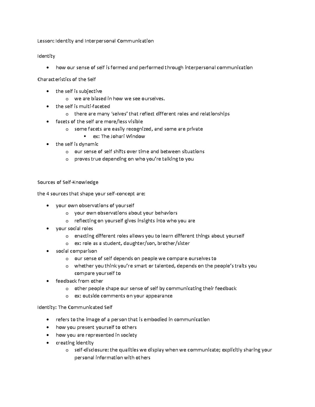 Identity and Interpersonal Communication - Lesson: Identity and ...